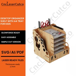 Desk Organizer Laser Cut SVG Bundle, Office Storage SVG, Laser Cut File ...