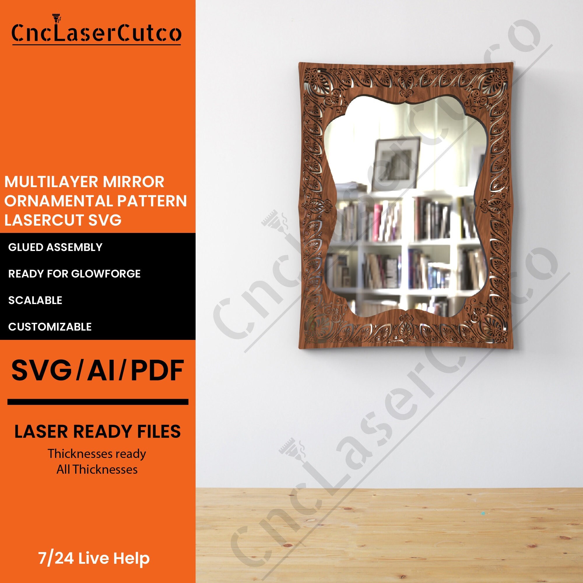 Ornamental Pattern Multilayer Mirror Svg File, Framed Mirror Svg ...