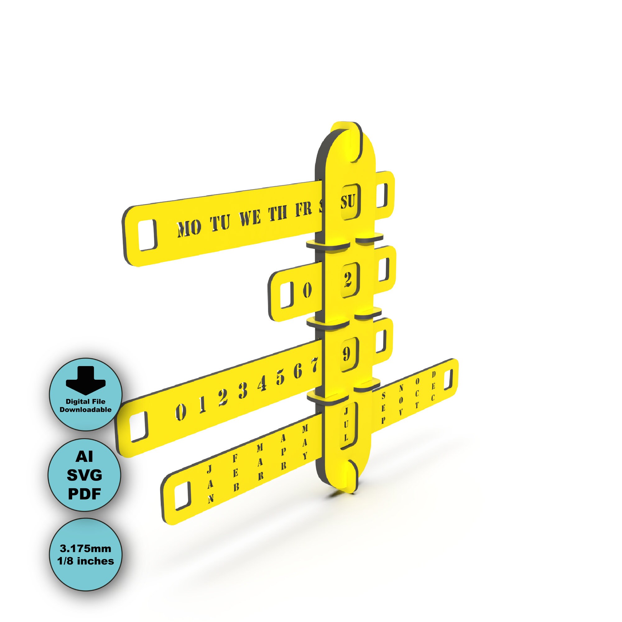 DIY Infinite Calendar Puzzle Svg , Glowforge Ready Calendar Svg ...