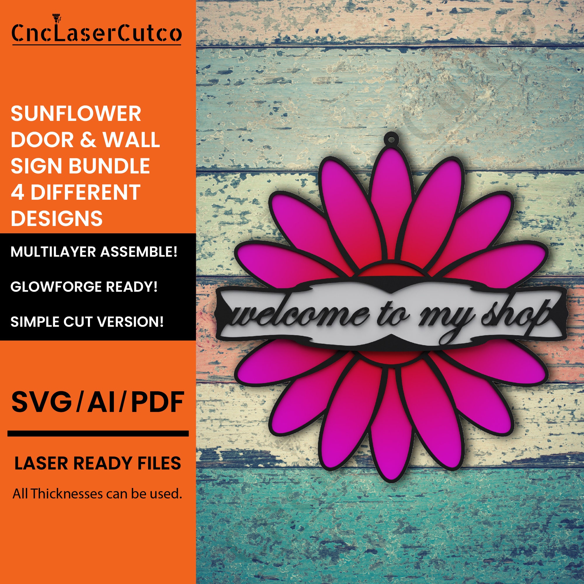 Multilayer Sign SVG Bundle, Multilayer Laser Cut File, Front Door Sign ...