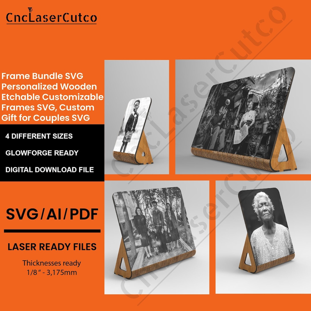 Curved Frame SVG Bundle, Photo Holder Laser Cut File, Laser Cut SVG ...