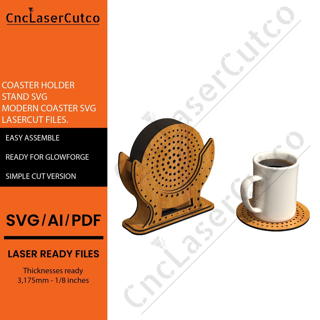 Coaster Stand SVG, Coaster With Stand, Coaster Holder Laser Cut File ...