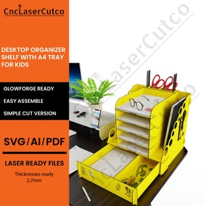 Desk Organizer Laser Cut SVG Bundle, Office Storage SVG, Laser Cut File ...