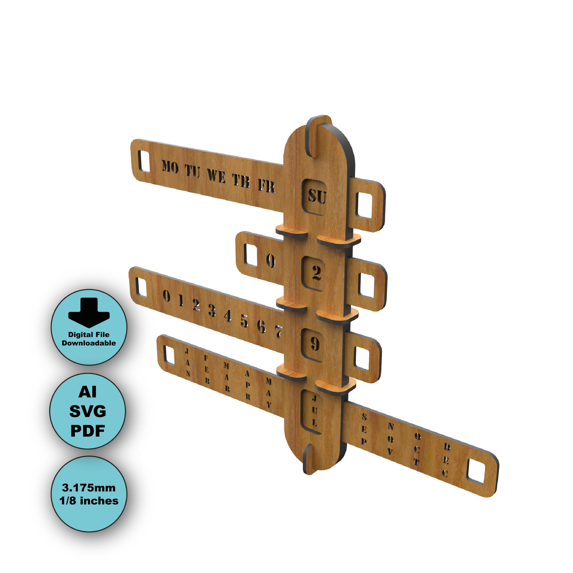 DIY Infinite Calendar Puzzle Svg Glowforge Ready Calendar - Etsy