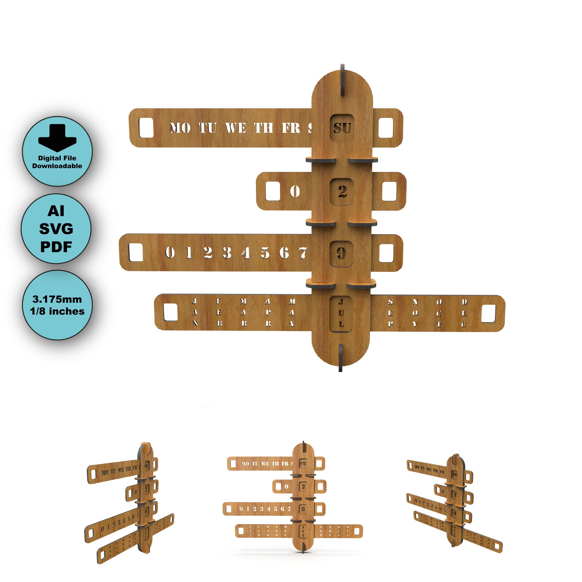 DIY Infinite Calendar Puzzle Svg , Glowforge Ready Calendar Svg ...