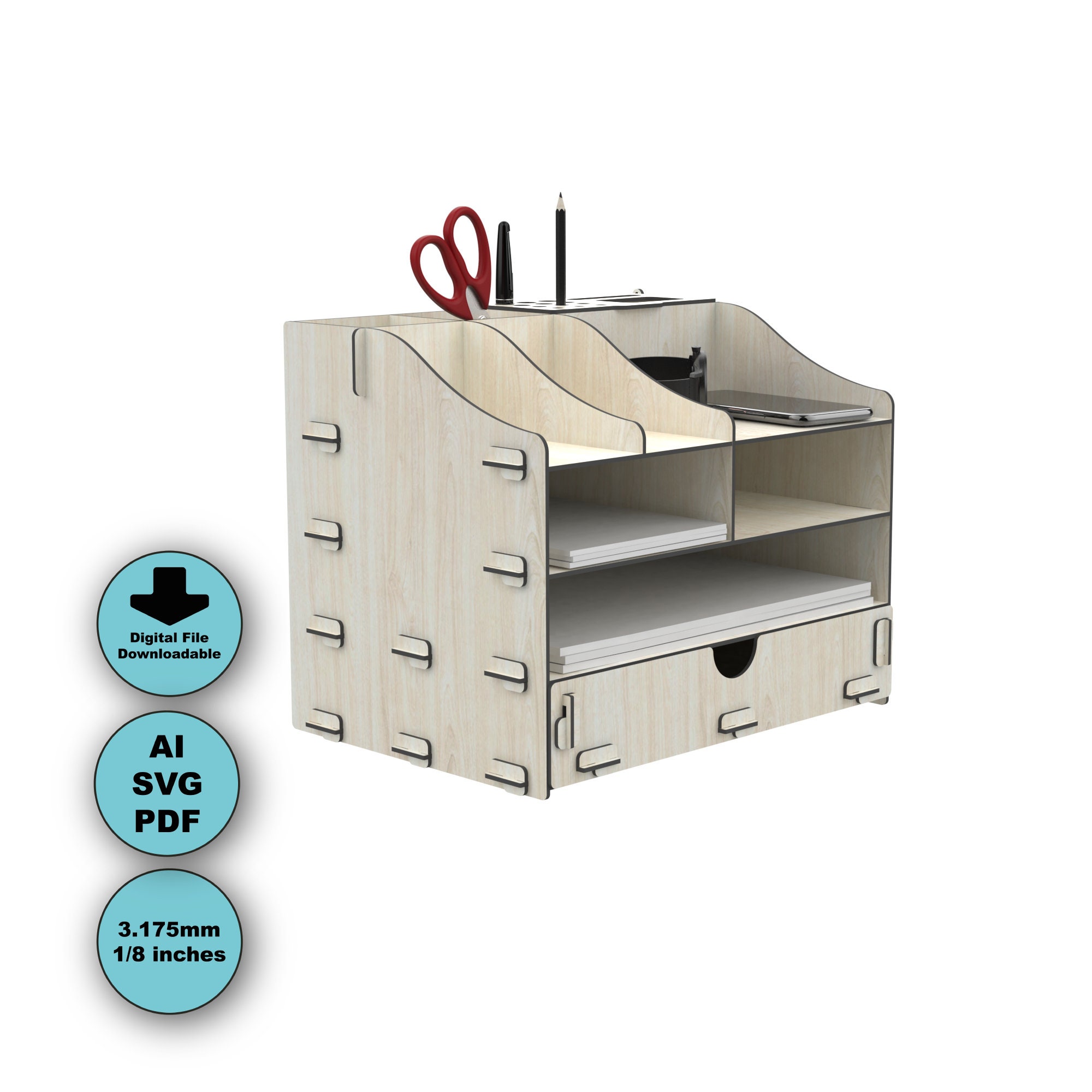 Office Storage Organizer SVG shelf and Drawer for Organizing - Etsy