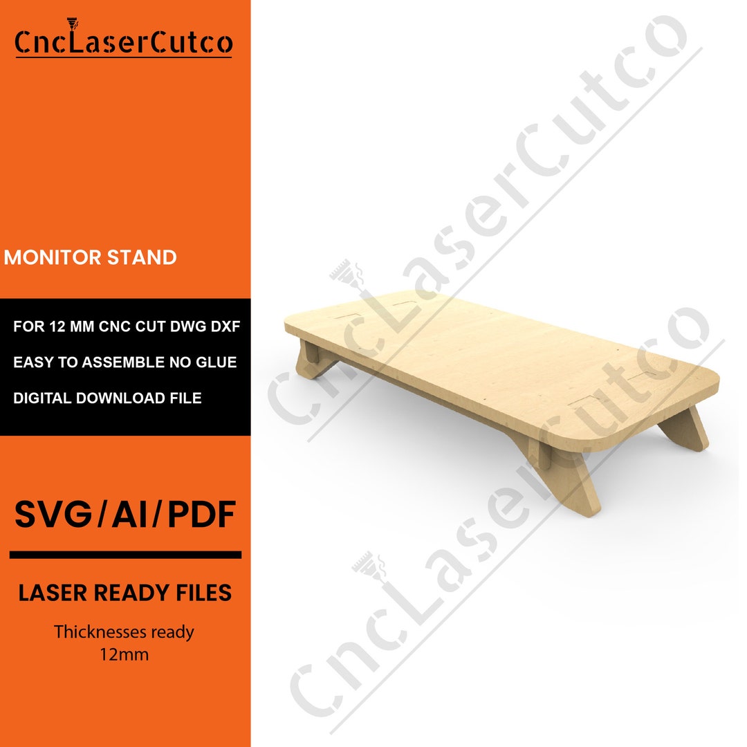 Monitor Stand Digital File, Laptop Stand Plan, Monitor Riser DXF, Laser ...