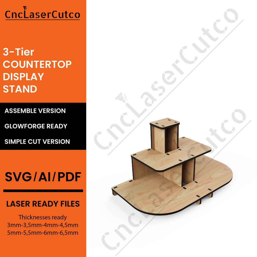 3-tier Countertop Display Stand SVG, Laser Cut Jewelry Display Stand ...