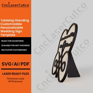 Standing Wedding Sign Svg, Lasercut Wedding Welcome Signs, Custom Name ...
