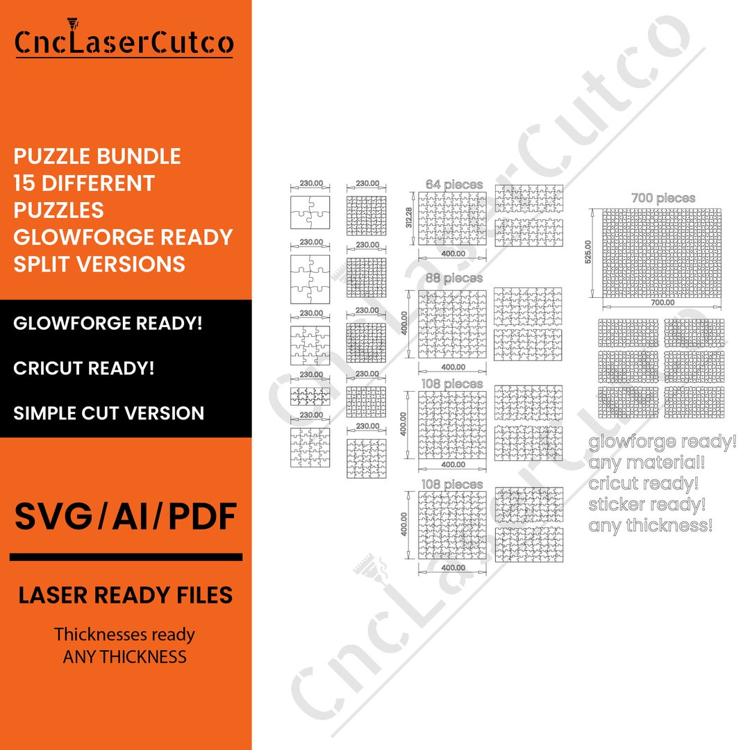 15 Puzzles SVG Bundle, Puzzles Laser Cut, Puzzle Templates, Jigsaw ...