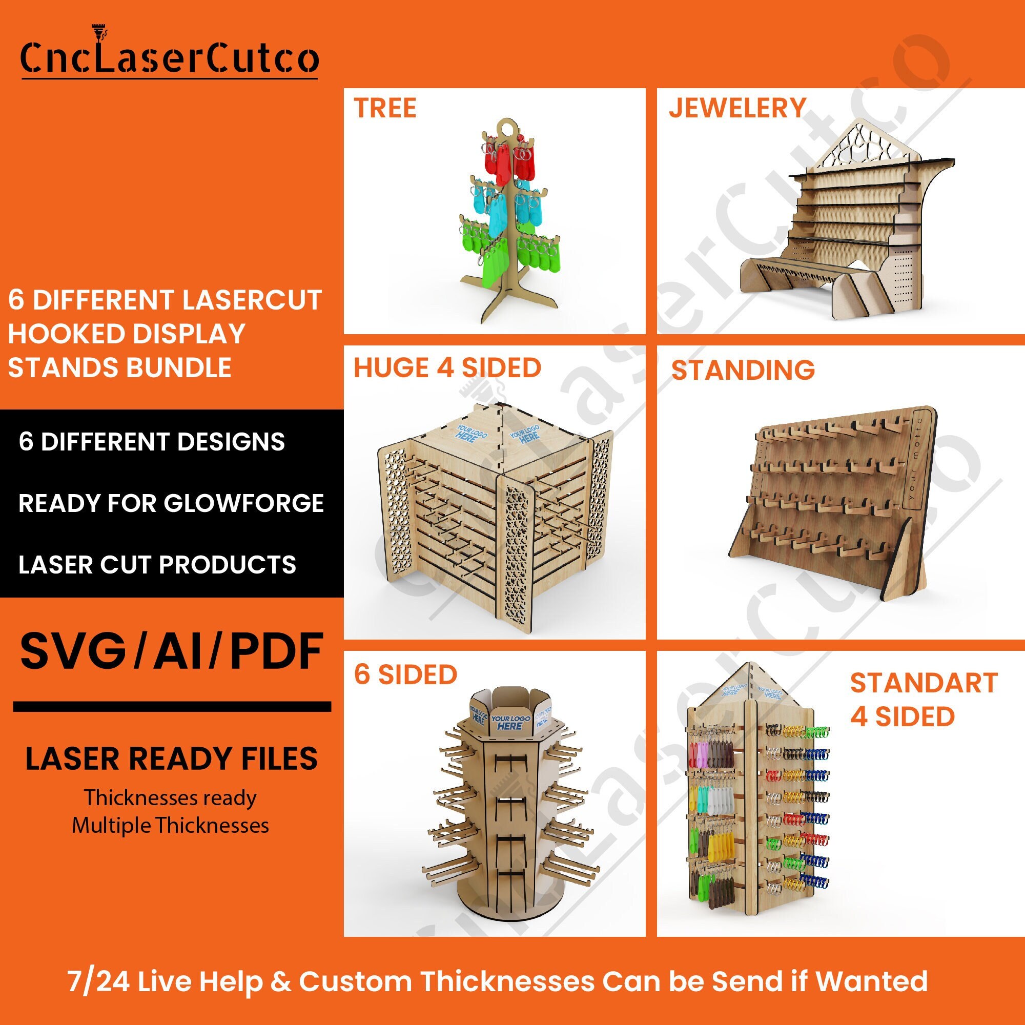 Lasercut Hooked Display Stands Bundle SVG display Stand SVG - Etsy