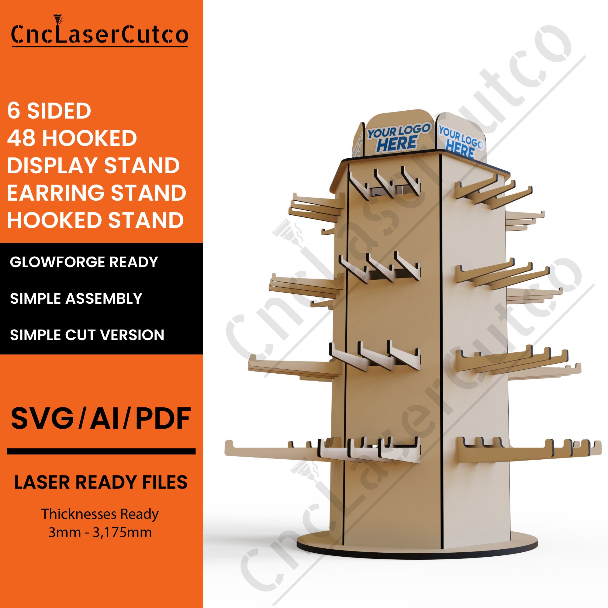 6 Sided Display Stand SVG Keychain Holder Stand SVG Laser - Etsy