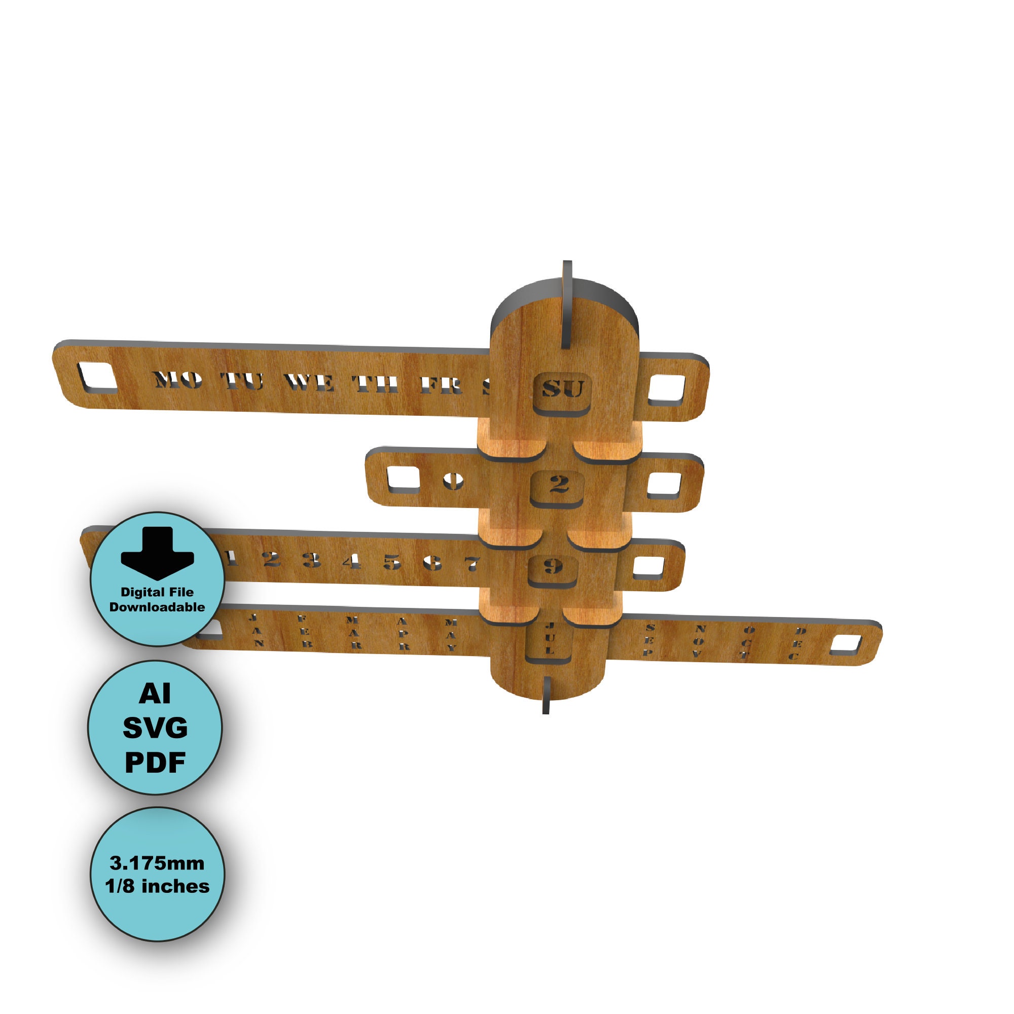 DIY Infinite Calendar Puzzle Svg Glowforge Ready Calendar - Etsy