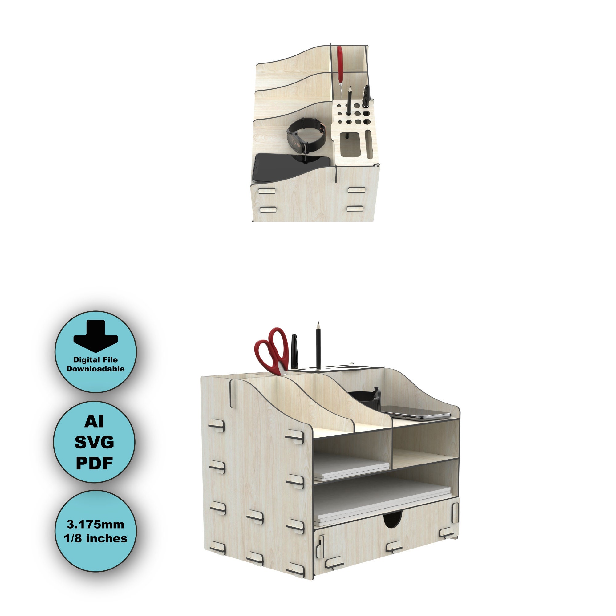 Office Storage Organizer SVG shelf and Drawer for Organizing - Etsy