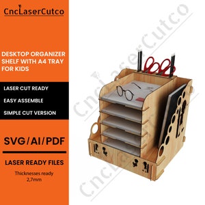 Desk Organizer Laser Cut SVG Bundle, Office Storage SVG, Laser Cut File ...
