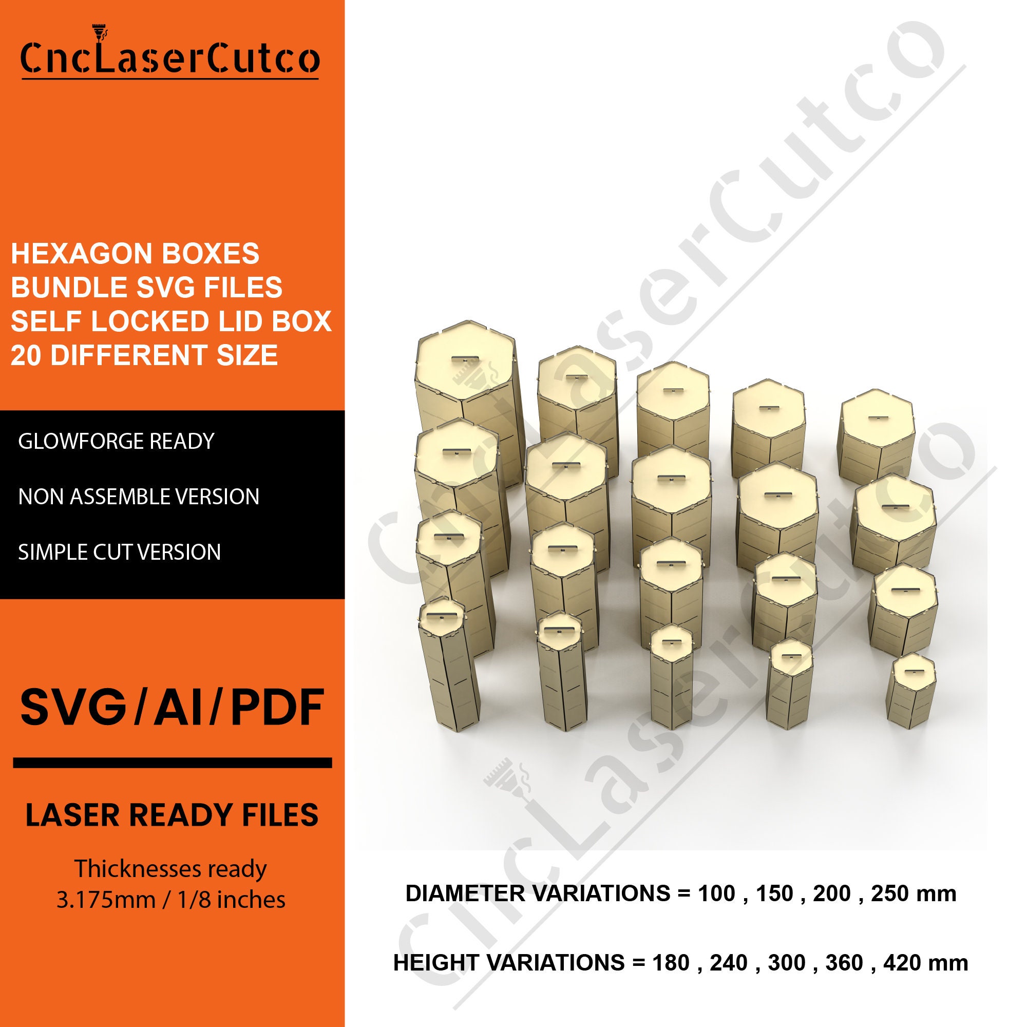 20 Hexagon Boxes SVG Box Svg Bundle Laser Cut Box SVG Ready - Etsy