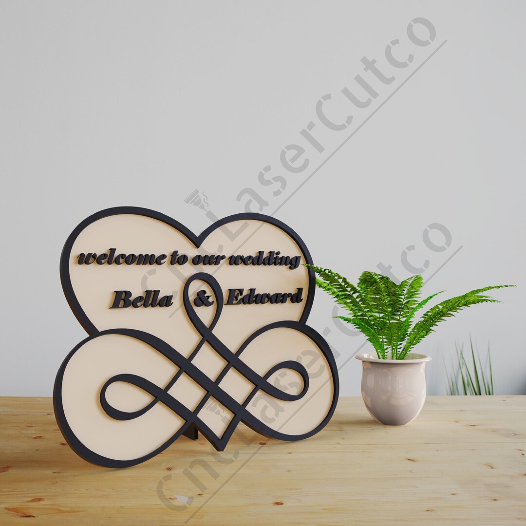 Standing Wedding Sign Svg, Lasercut Wedding Welcome Signs, Custom Name ...