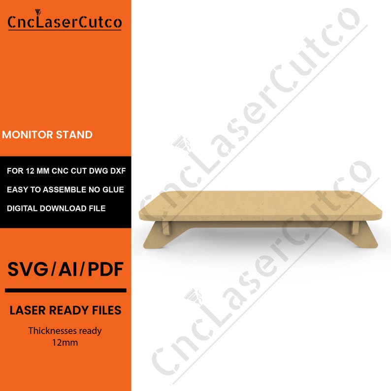 Monitor Stand Digital File, Laptop Stand Plan, Monitor Riser DXF, Laser ...