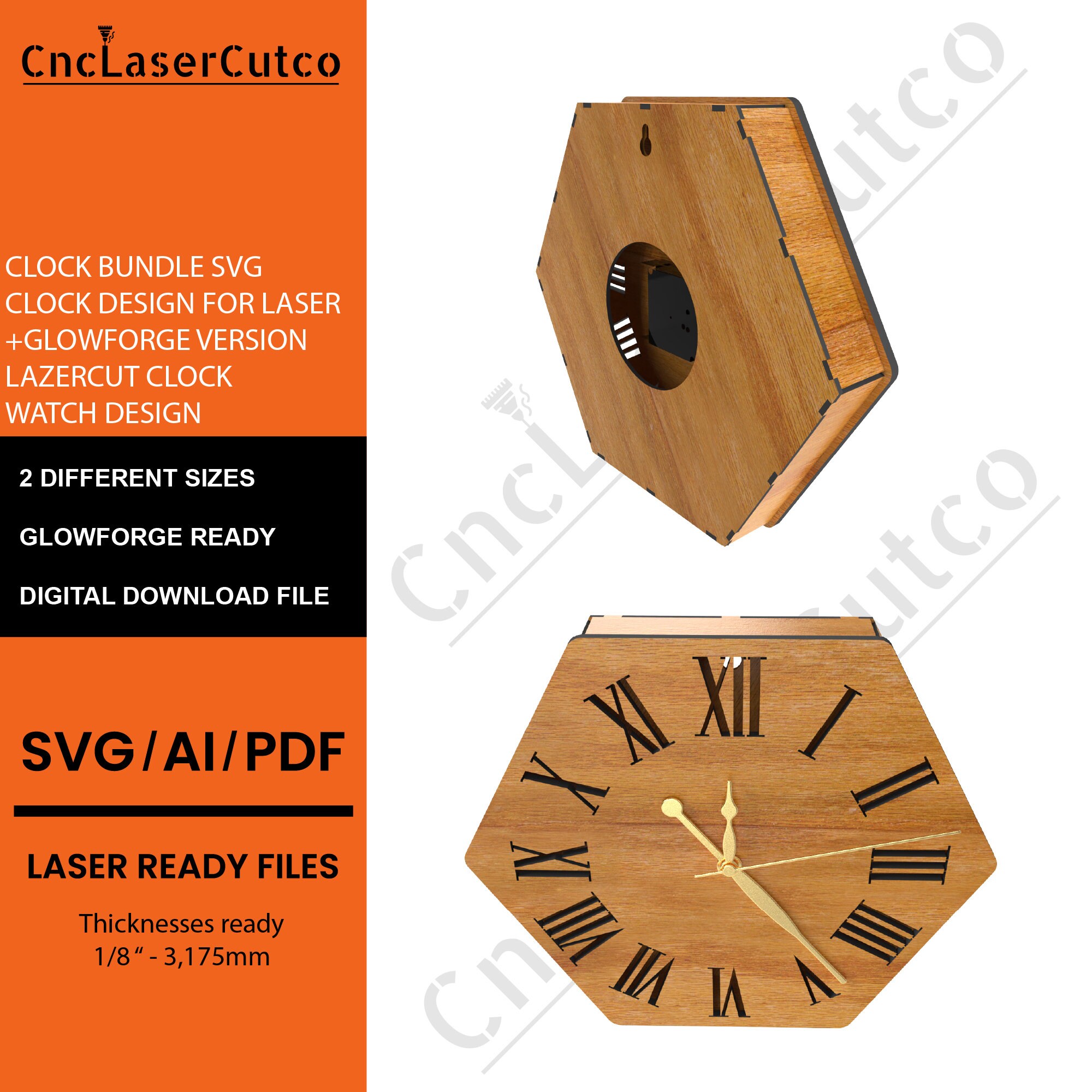 Laser Cut Hexagon Wall Clock Svg File Wall Clock Vector - Etsy