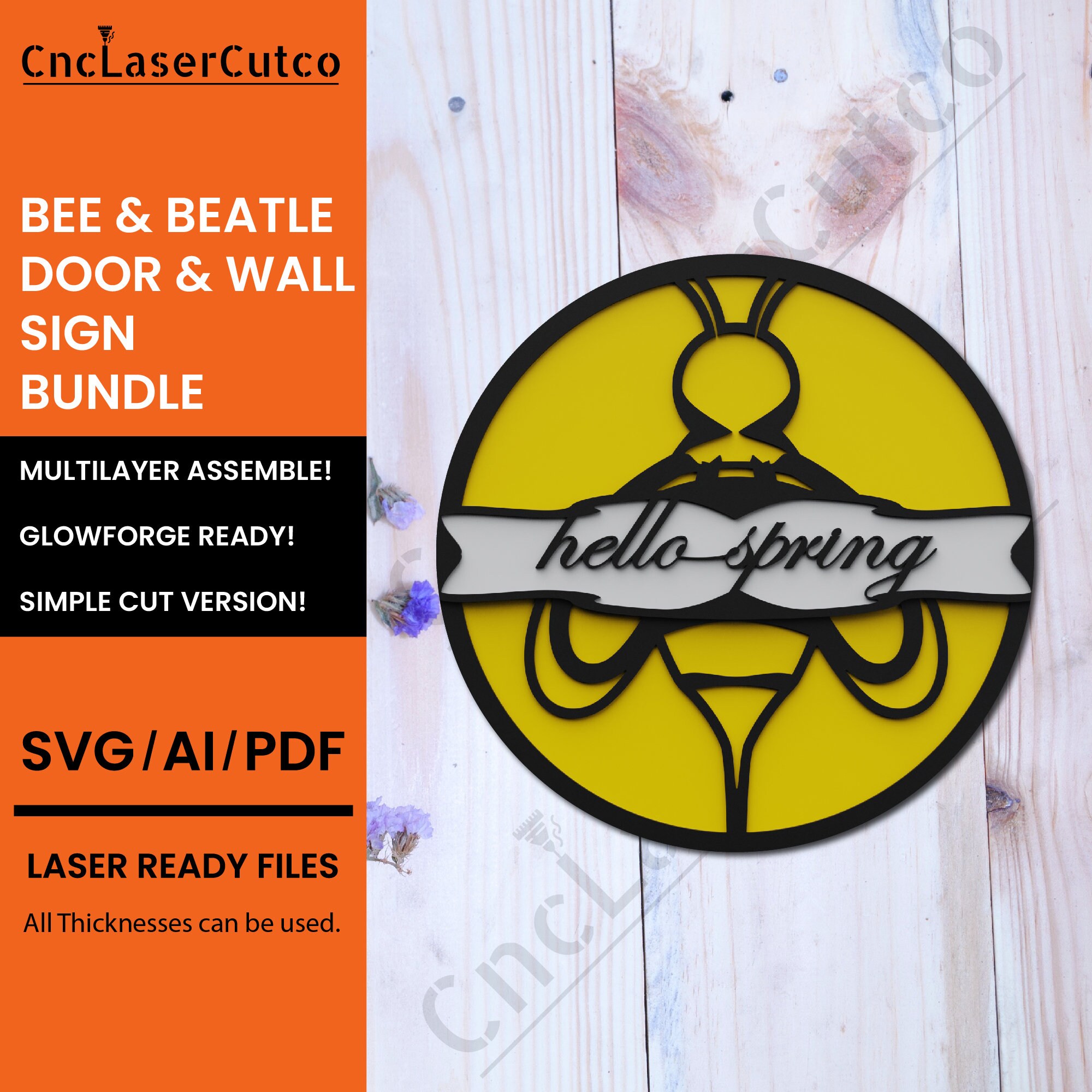 Beetle and Bee Multilayer Sign Bundle, Welcome Sign SVG, Multilayer ...