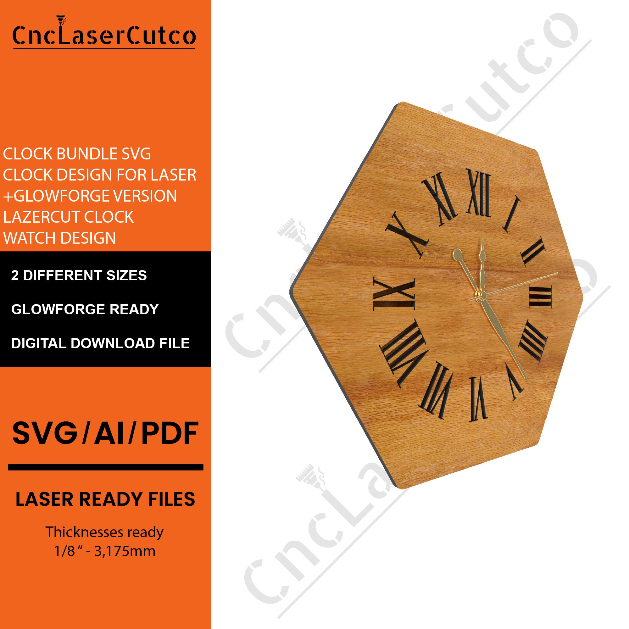 Laser Cut Hexagon Wall Clock Svg File Wall Clock Vector - Etsy