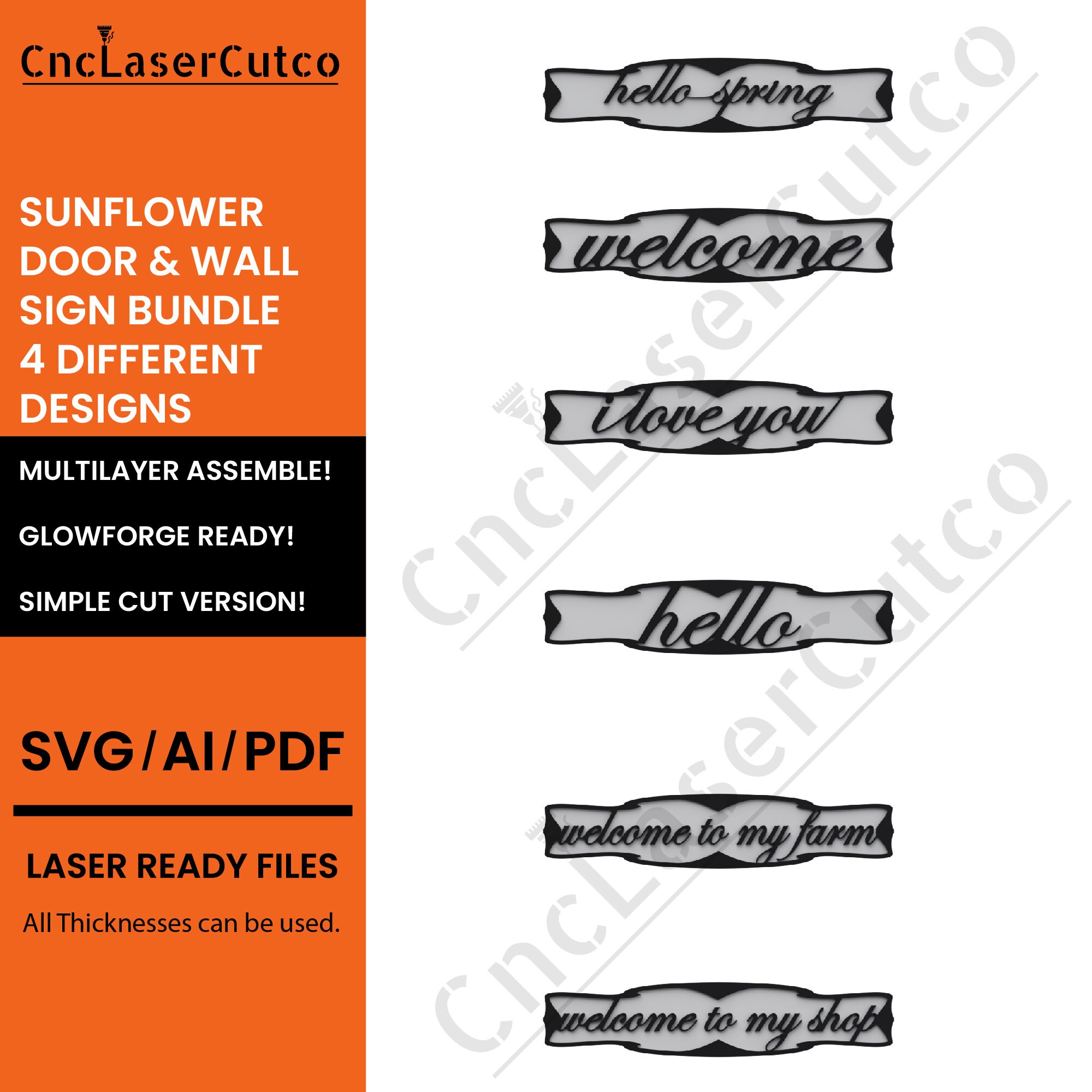 Multilayer Sign SVG Bundle, Multilayer Laser Cut File, Front Door Sign ...