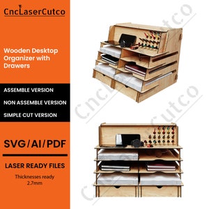 Desk Organizer Laser Cut SVG Bundle, Office Storage SVG, Laser Cut File ...