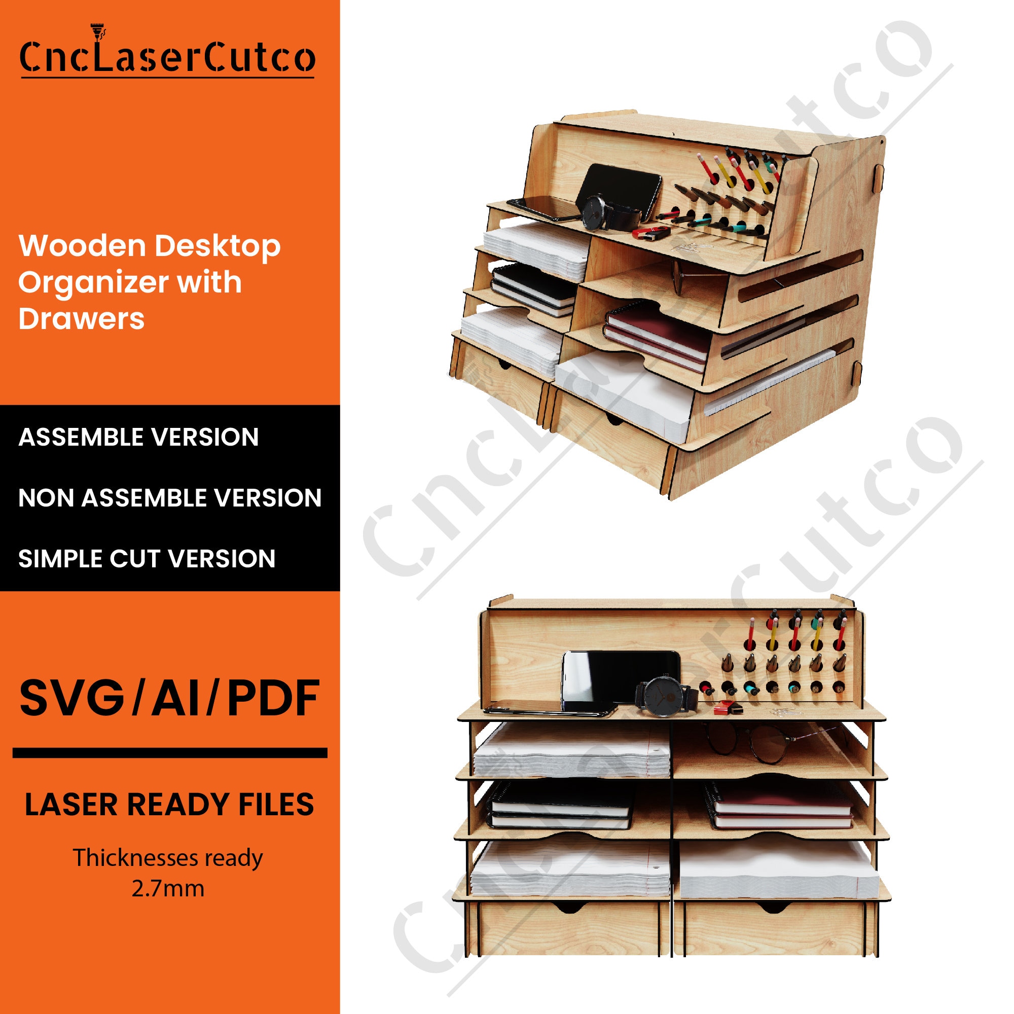 Desk Organizer Laser Cut SVG Bundle Office Storage SVG Laser - Etsy