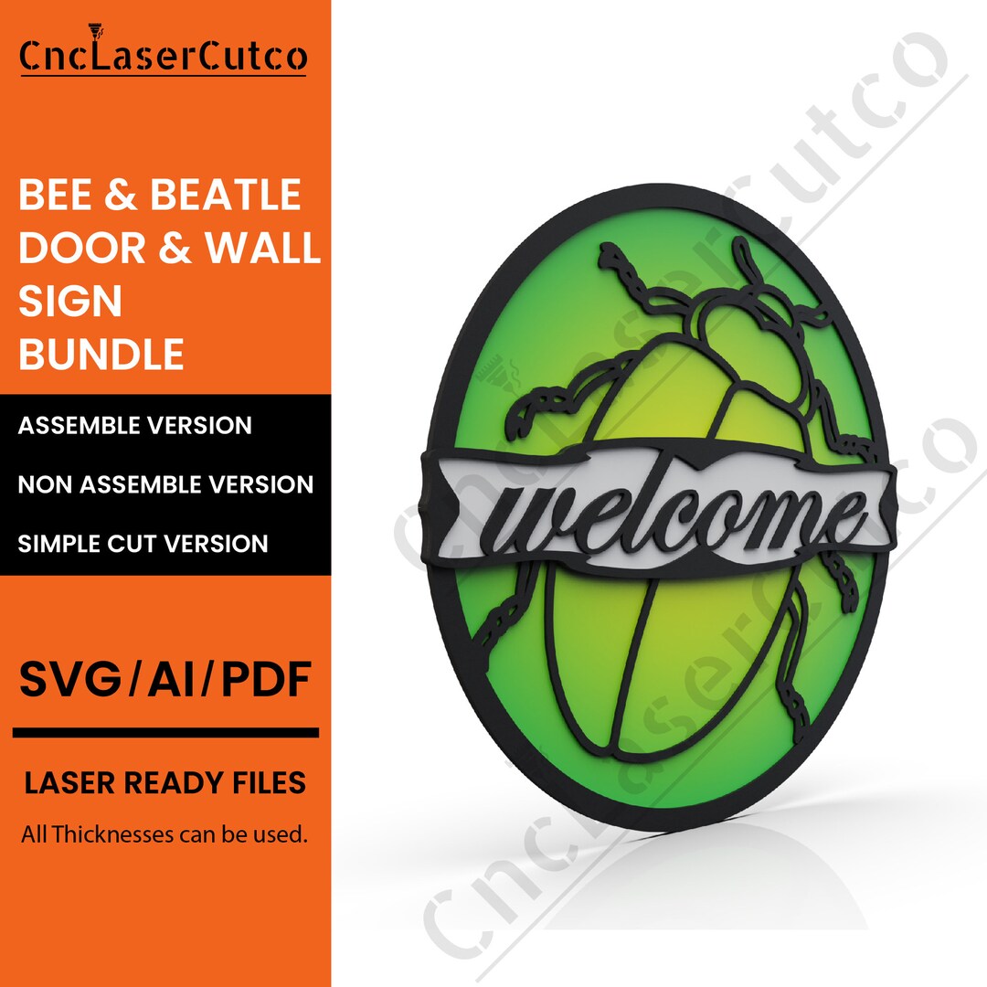 Beetle and Bee Multilayer Sign Bundle, Welcome Sign SVG, Multilayer ...