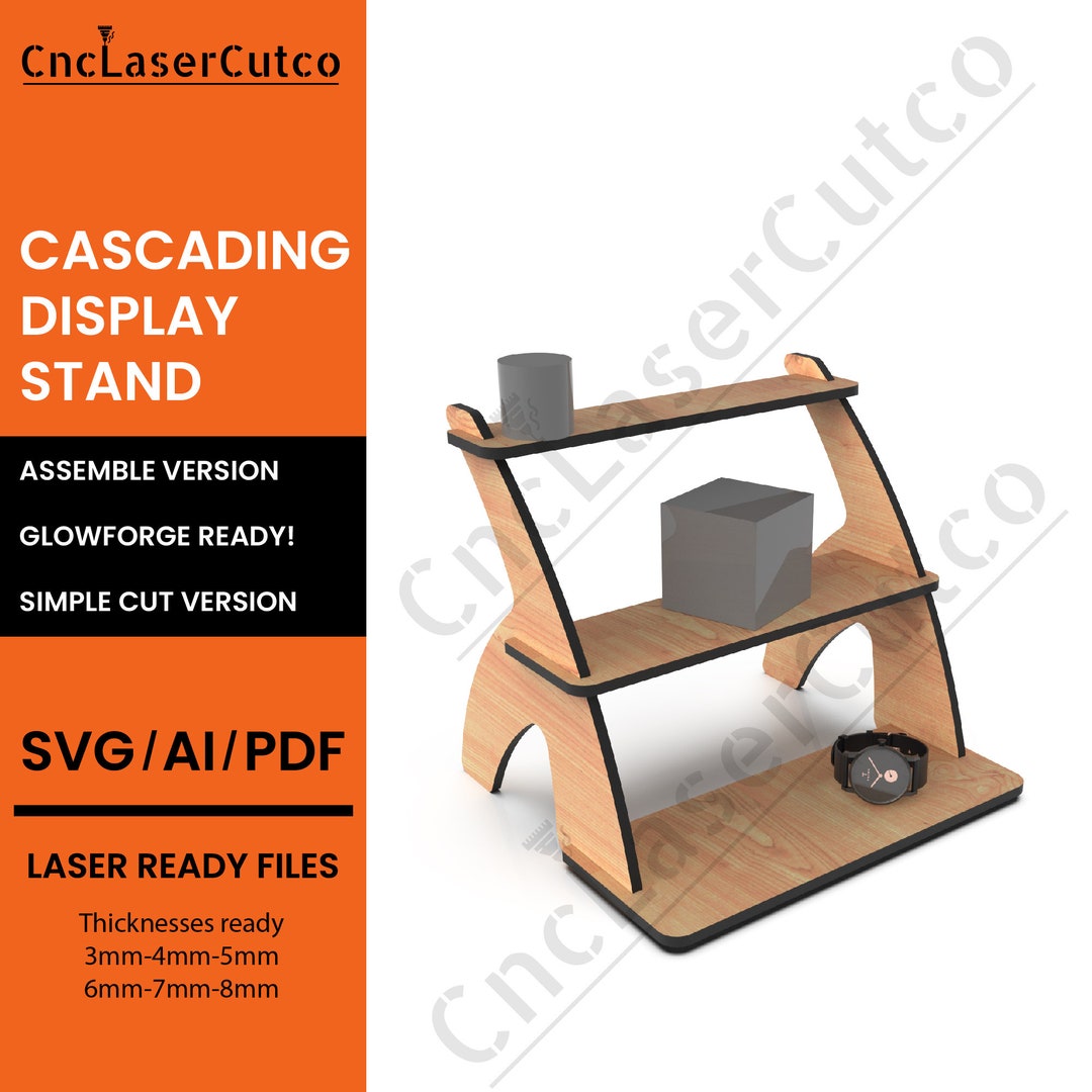 Cascading Display Stand SVG, Laser Cut Display Stand, Retail Display ...
