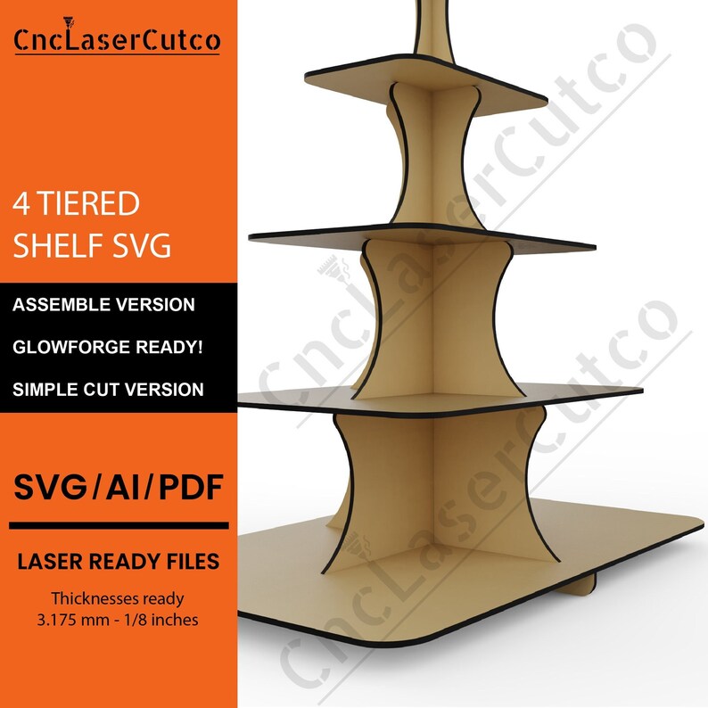 4 Tiered Shelf SVG, Display Stand SVG, Product Holder Stand, Laser Cut ...