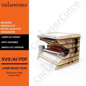 Desk Organizer Laser Cut SVG Bundle, Office Storage SVG, Laser Cut File ...