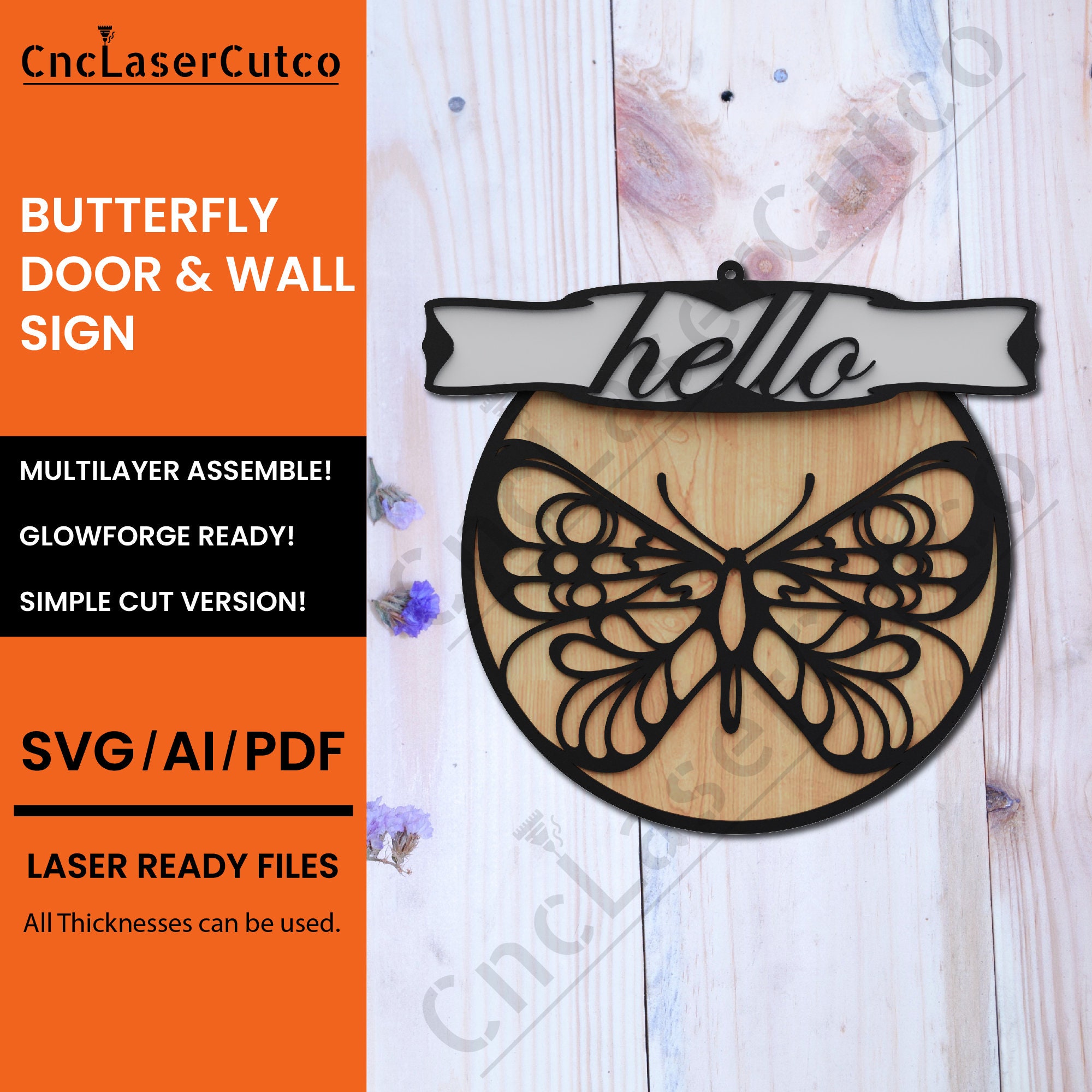 Butterfly Multilayer Sign SVG File for Lasercut, Welcome Sign SVG ...