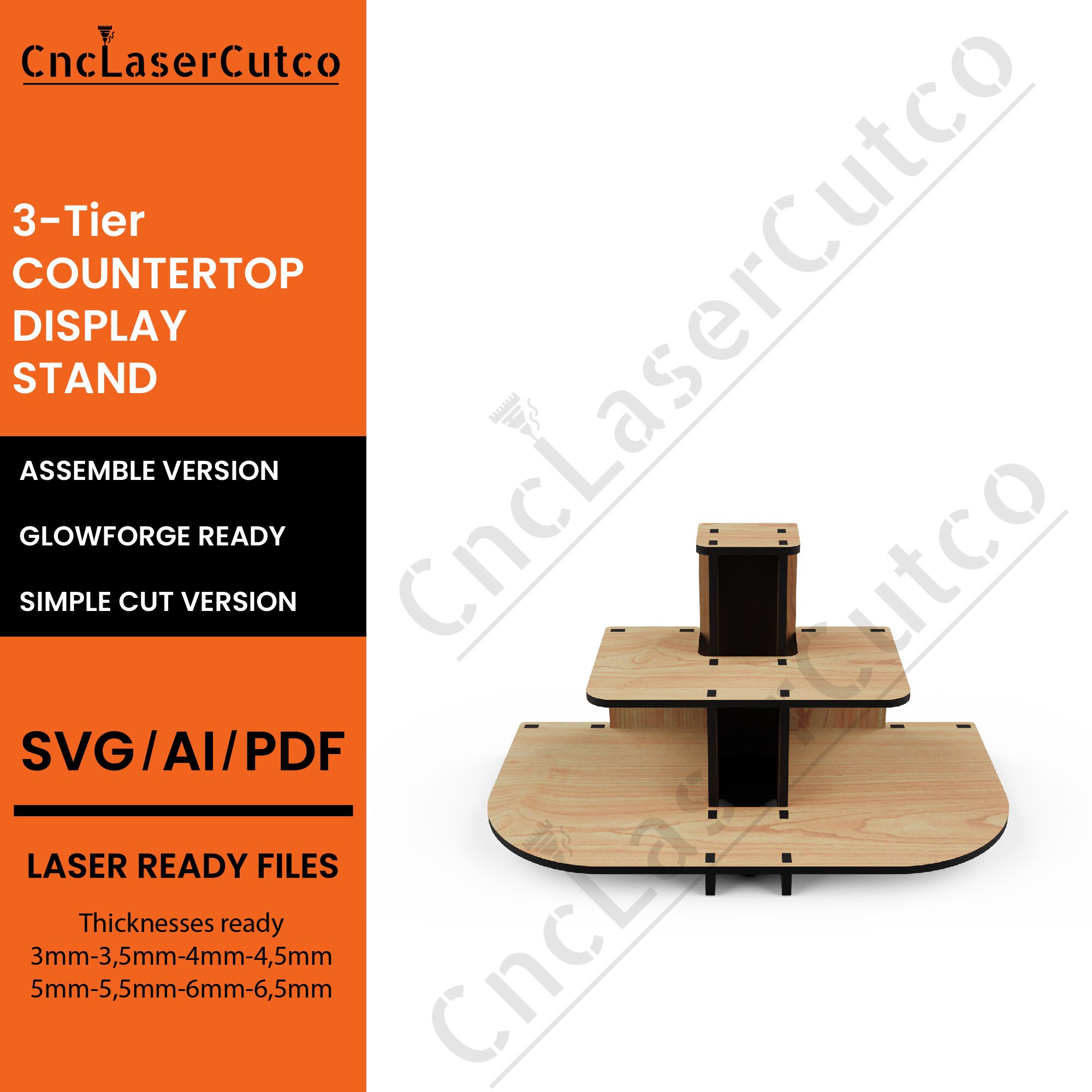 3-tier Countertop Display Stand SVG, Laser Cut Jewelry Display Stand ...