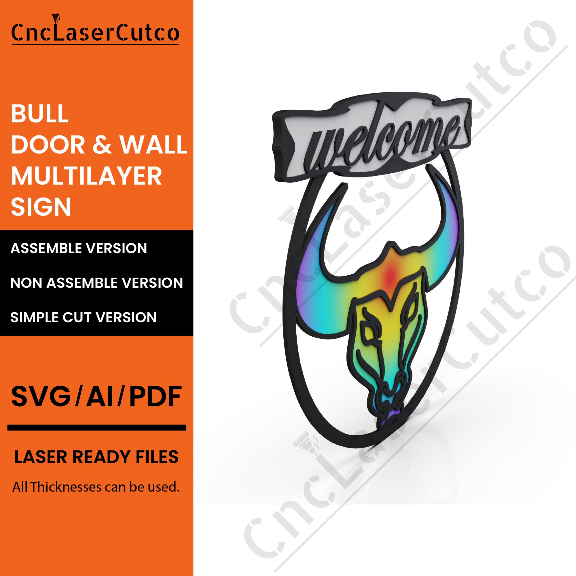 Multilayer Bull Sign DXF Multilayer Laser Cut Filebull Sign - Etsy