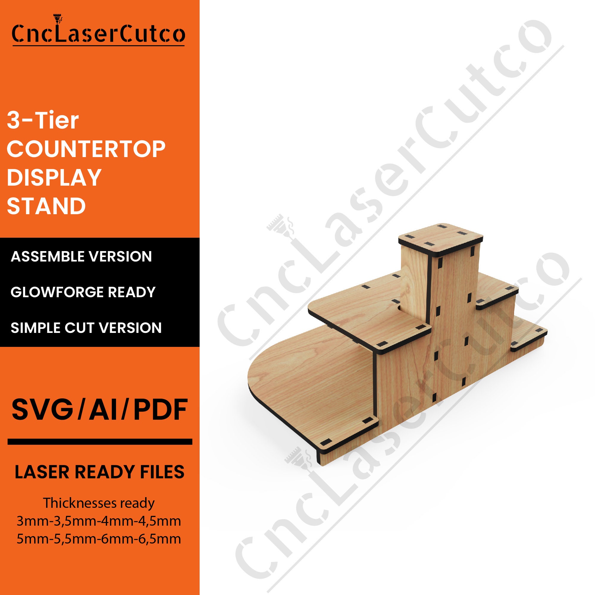 3-tier Countertop Display Stand SVG, Laser Cut Jewelry Display Stand ...