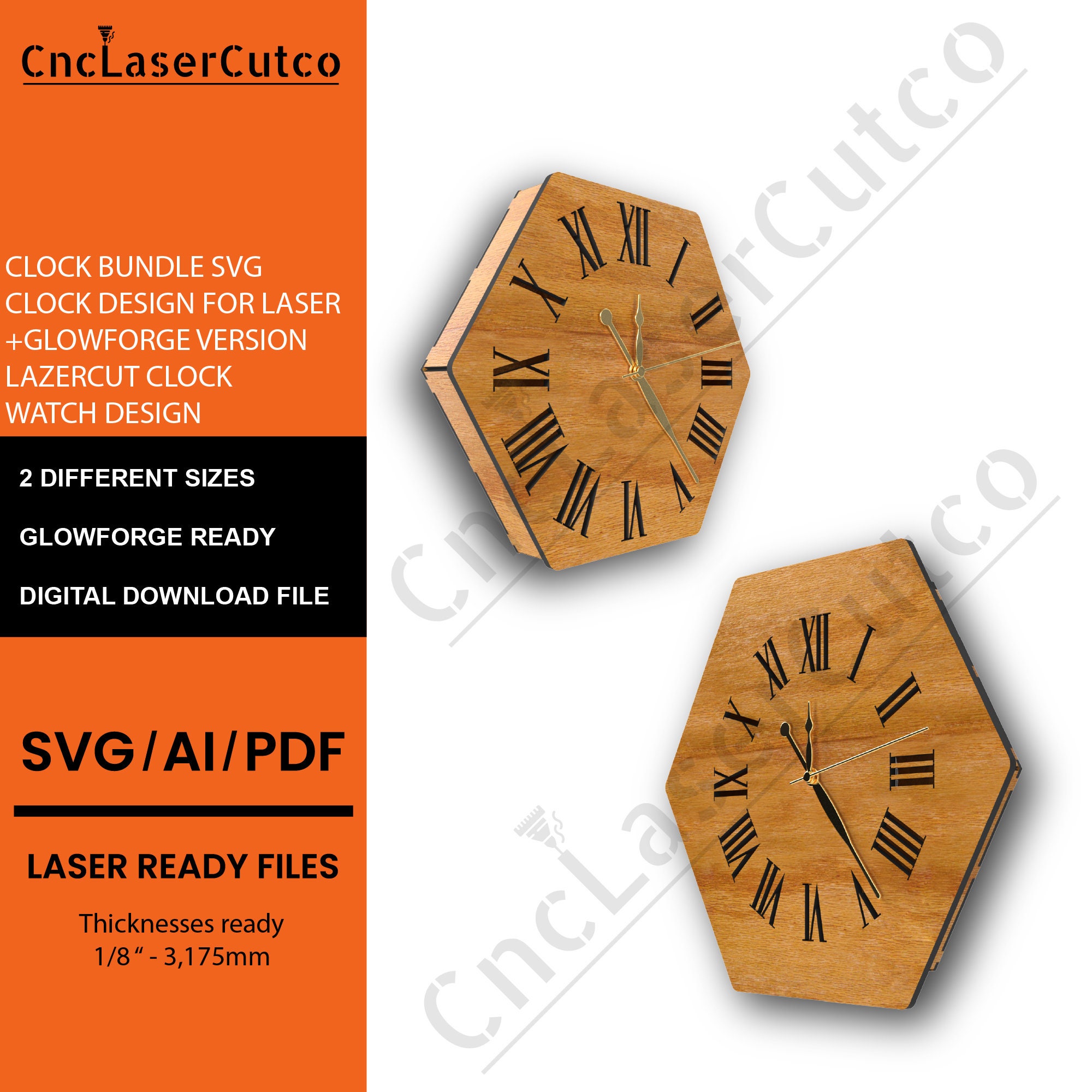 Laser Cut Hexagon Wall Clock Svg File Wall Clock Vector Template ...