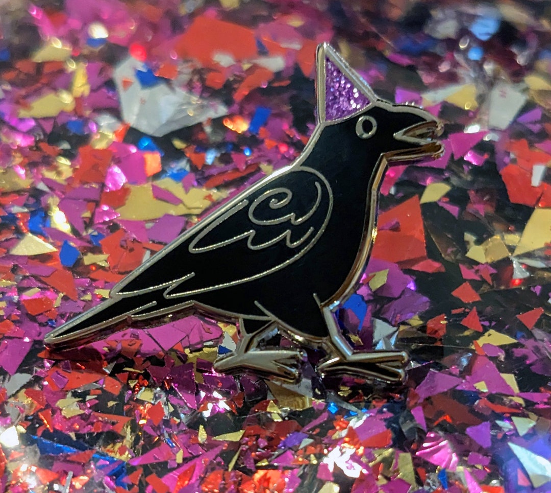 Party Boy Corvid Pin, Glitter Pin, Crow Pin - Etsy