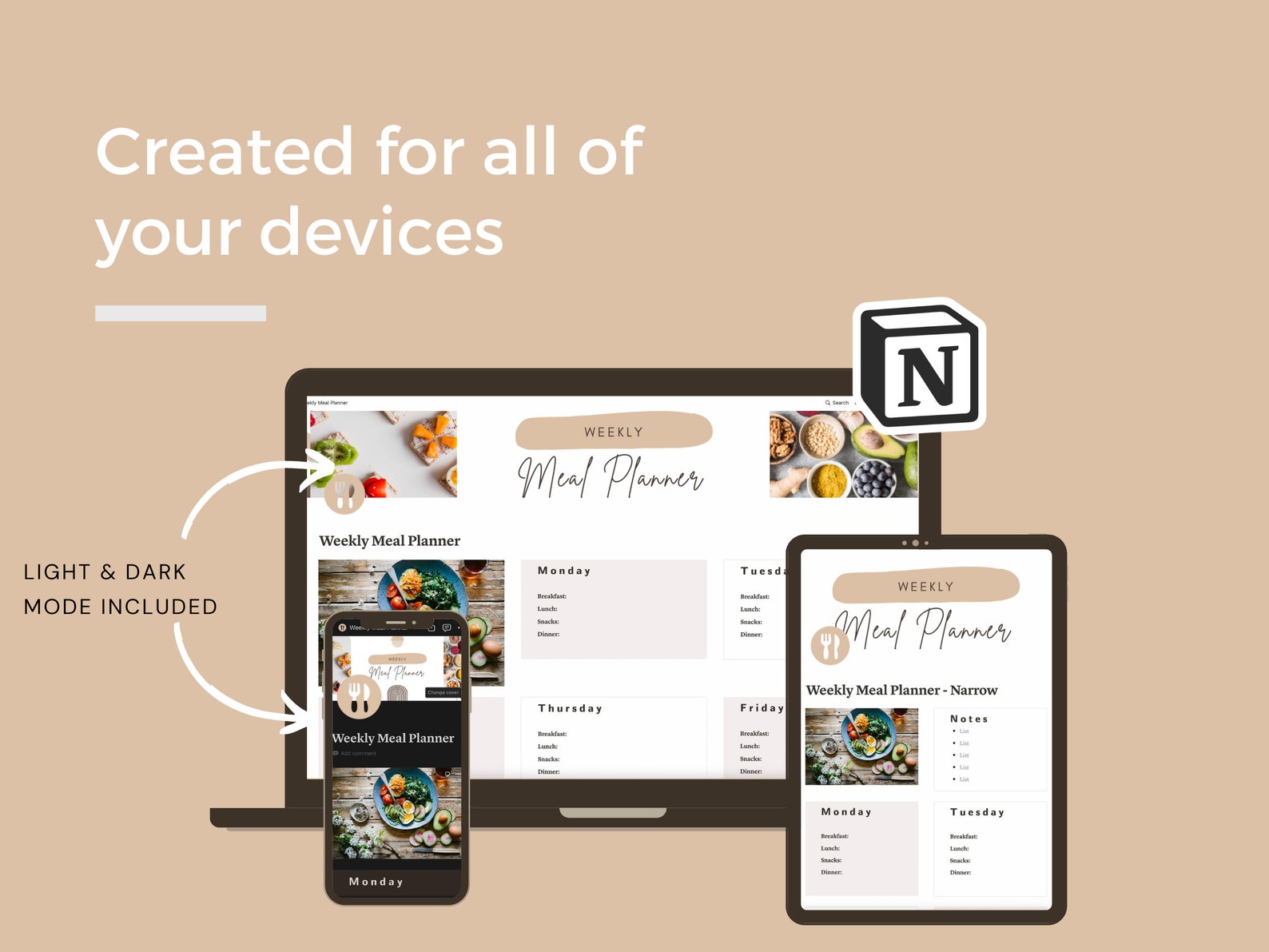 Notion Meal Planner Template | Fully Editable Notion Template Weekly ...