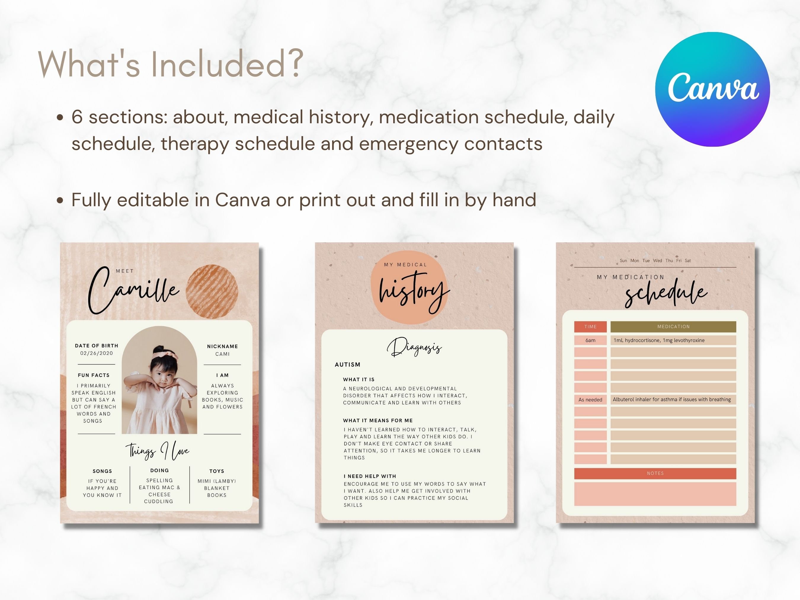 Medical Binder Kit, School IEP Kit, Daycare Medical Binder, Autism and ...