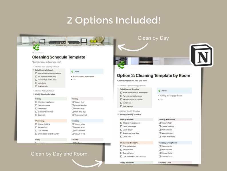 Notion Cleaning Schedule Template Fully Editable Notion Etsy Canada