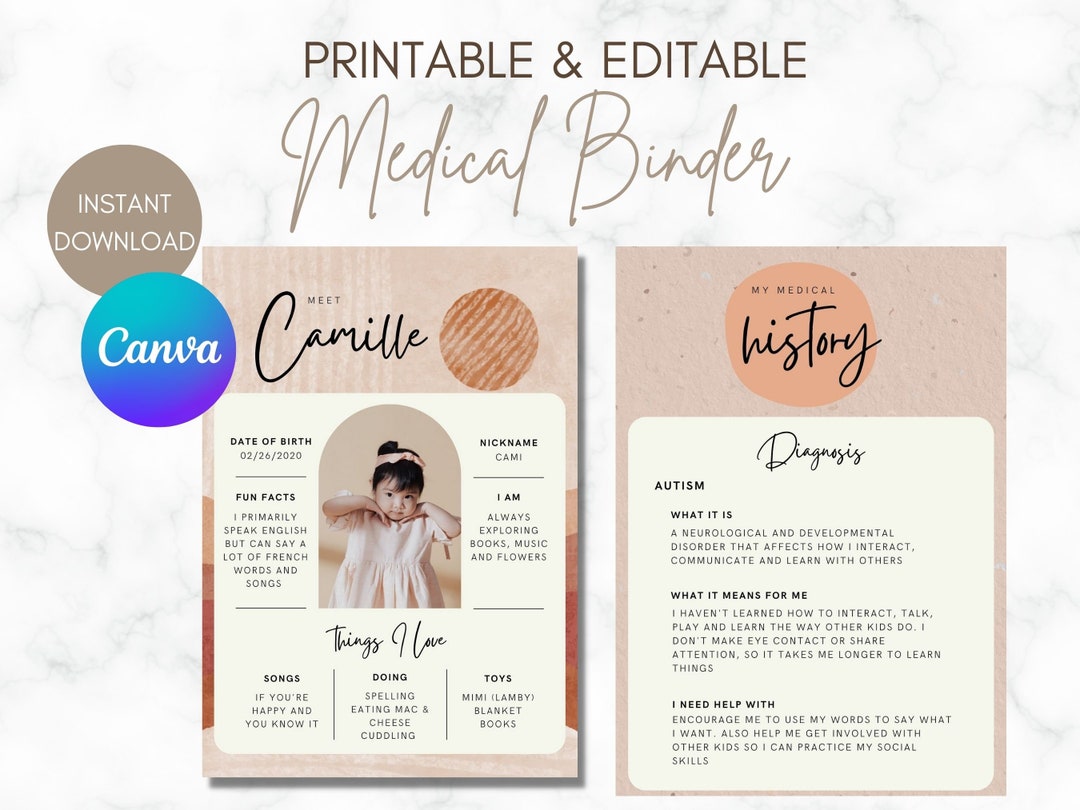 Medical Binder Kit, School IEP Kit, Daycare Medical Binder, Autism and ...