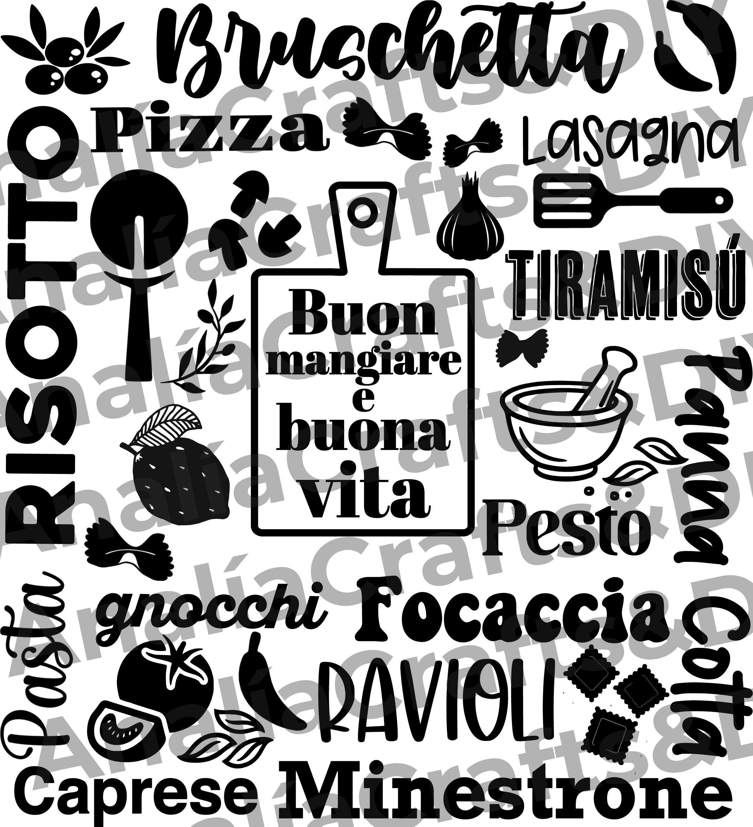Cocina Italiana Italian Food SVG /PNG Cucina Italiana File Cut Para ...