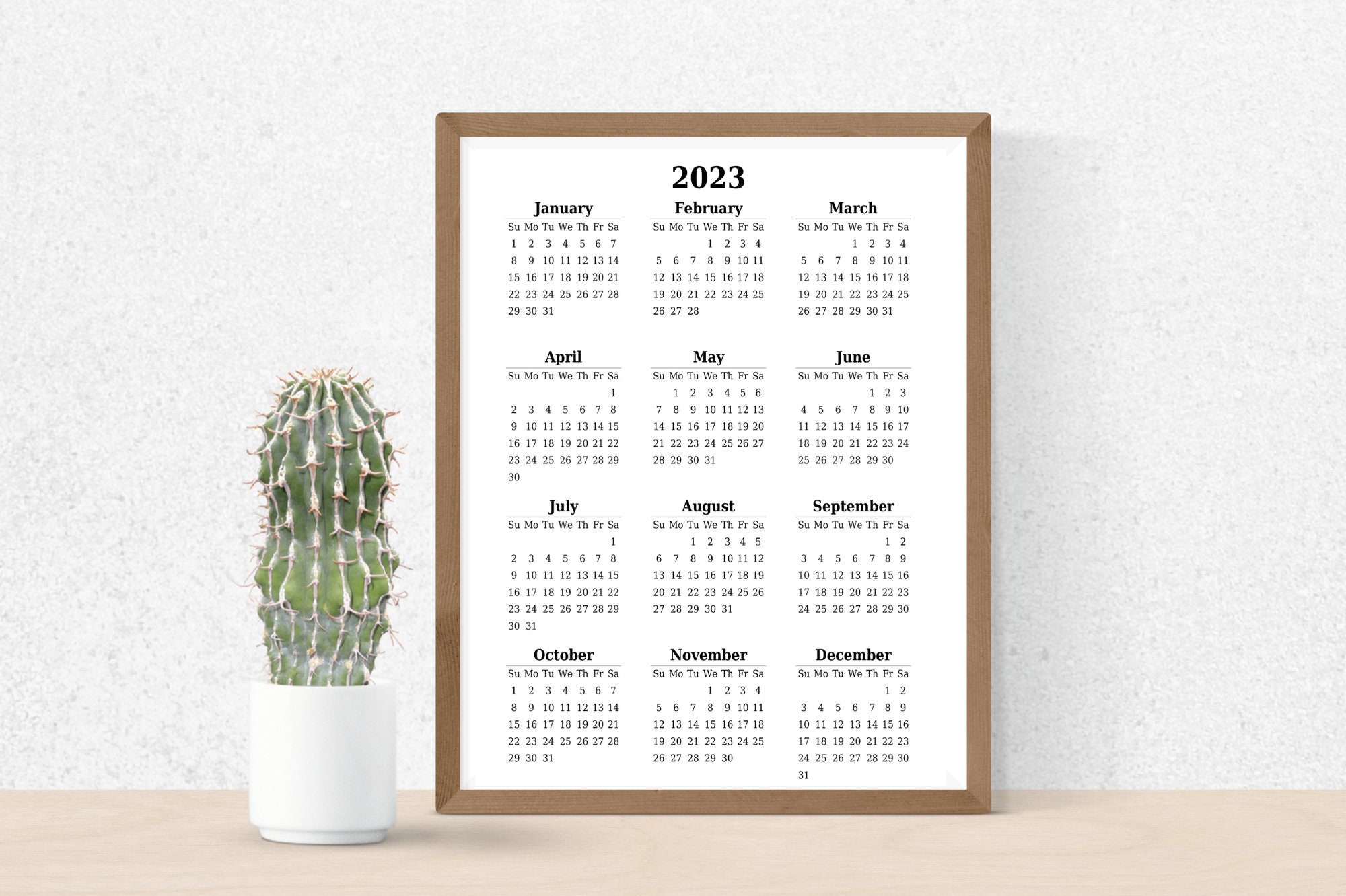 Minimalist 2023 Printable Calendar Simple Calendar Clean - Etsy