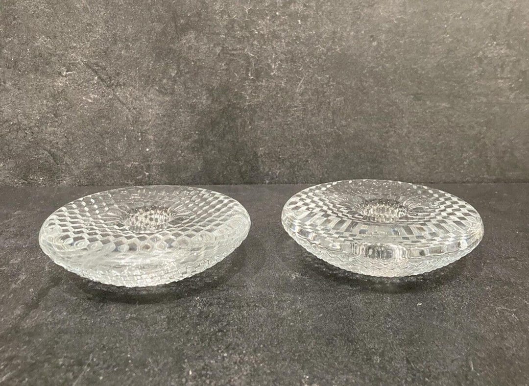 TWO Vintage 70s Holmegaard Glass Candle Holder Geometric Checkered ...