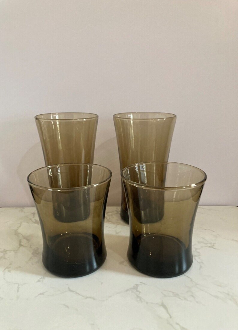 Vintage Flared Rim Amber Tumbler/cooler and Old Fashioned Cocktail ...