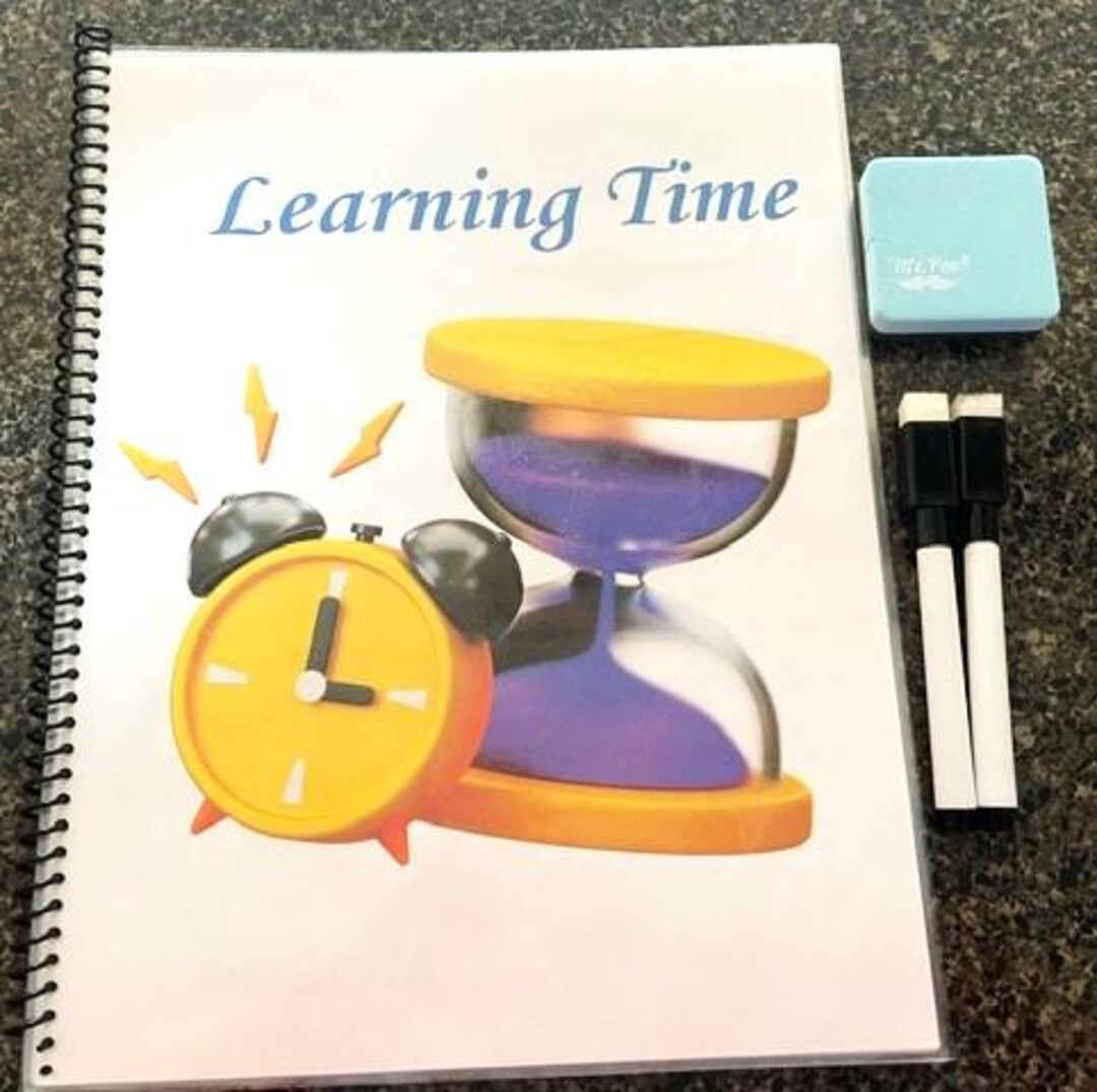 Learning Time: Interactive Dry Erase Workbook for Kids 12 Pages - Etsy