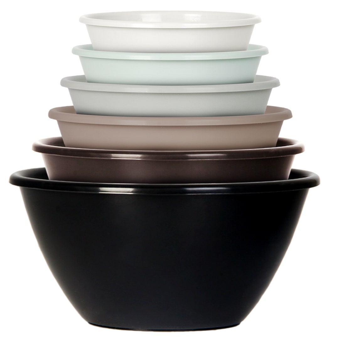 6 Pack Large Plastic Mixing and Serving Bowls, Plastic Nesting Bowls ...