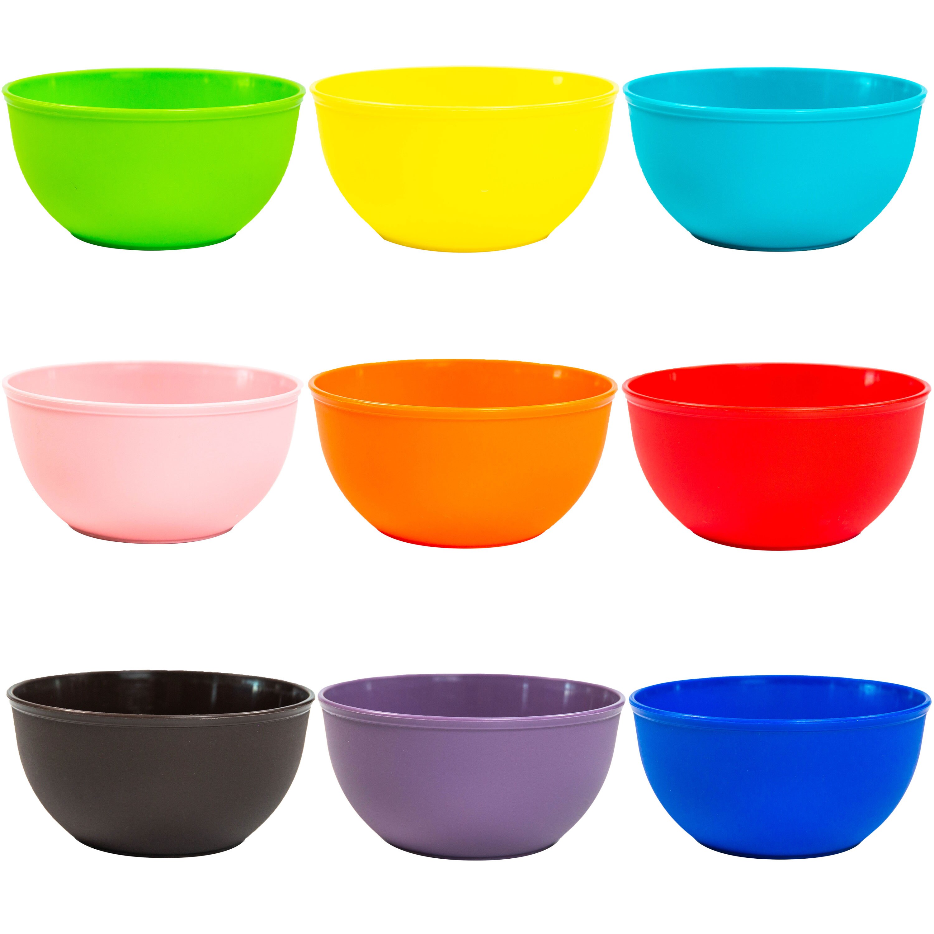 9 Pack 10 Ounce Plastic Bowls, Kids Plastic Bowls, Set of 9 Rainbow ...
