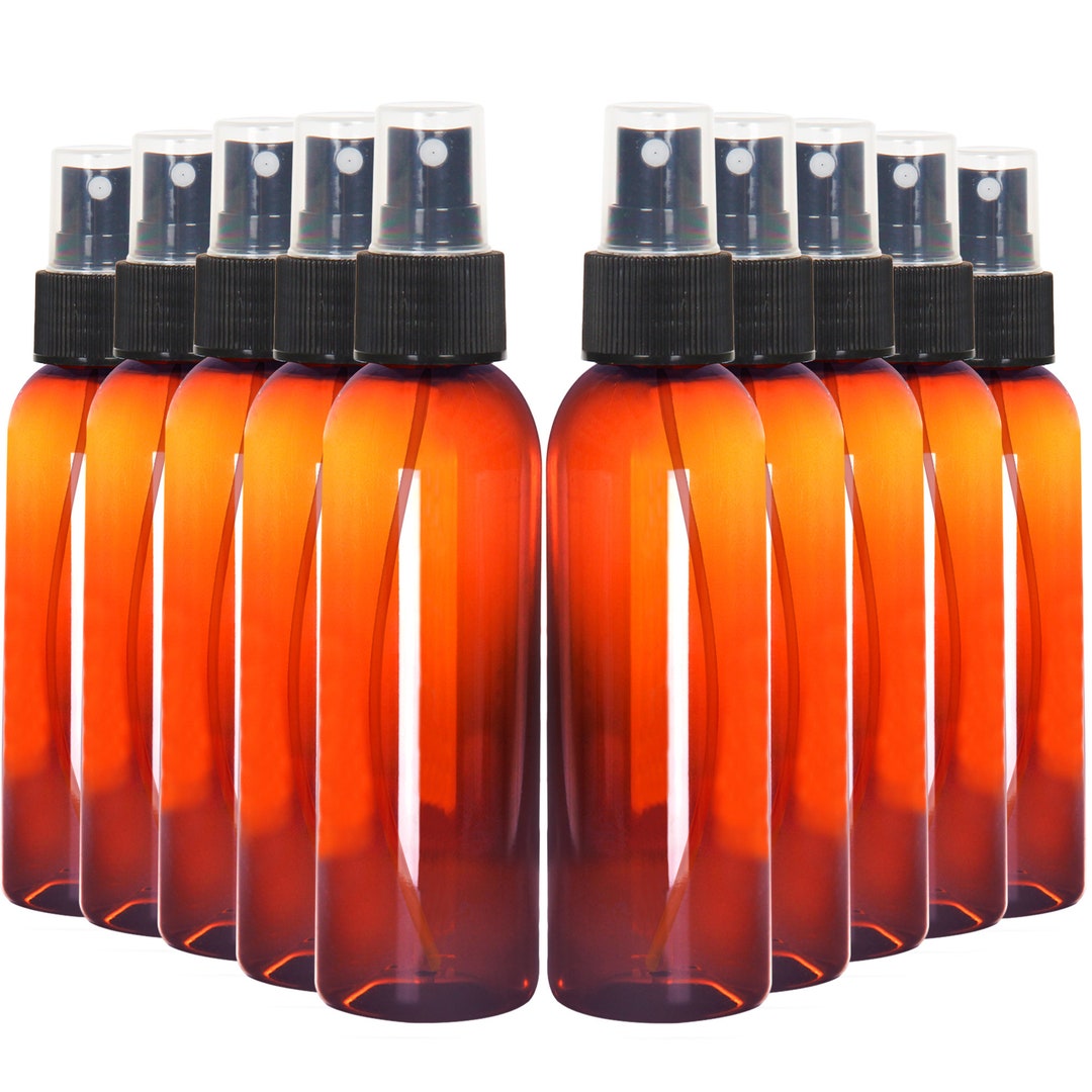 Youngever 10 Pack Amber Plastic Spray Bottles 4 Ounce, Refillable ...